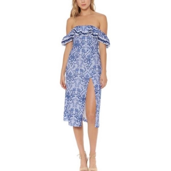 Red Carter | Dresses | Nwt Red Carter Blue Azure Off Shoulder Eyelet ...